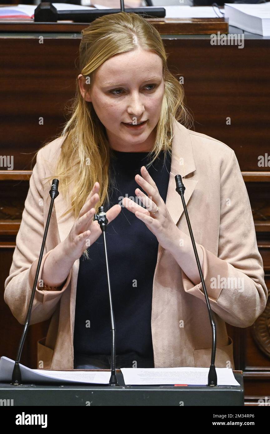 Vooruit's Melissa Depraetere pictured during a plenary session of the ...