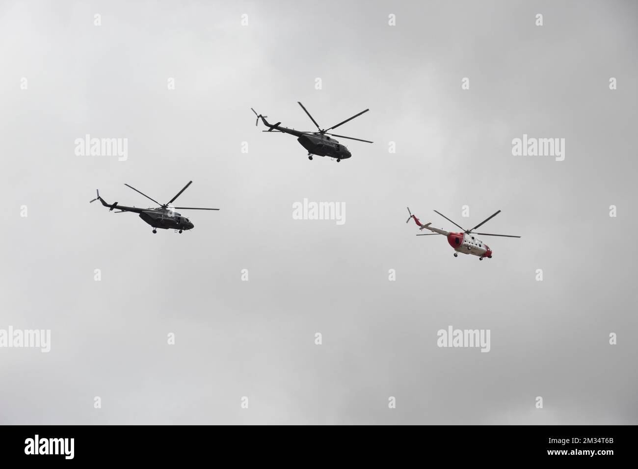 Army helicopters during colombian independence day celebration parade ...
