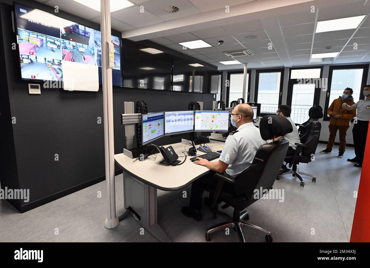 Illustration shows the dispatching room at the Liege fire brigade ...