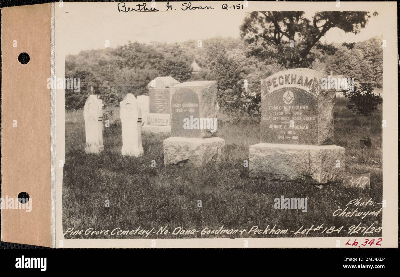 Goodman and Peckham, Pine Grove Cemetery, lot 184, North Dana, Mass ...