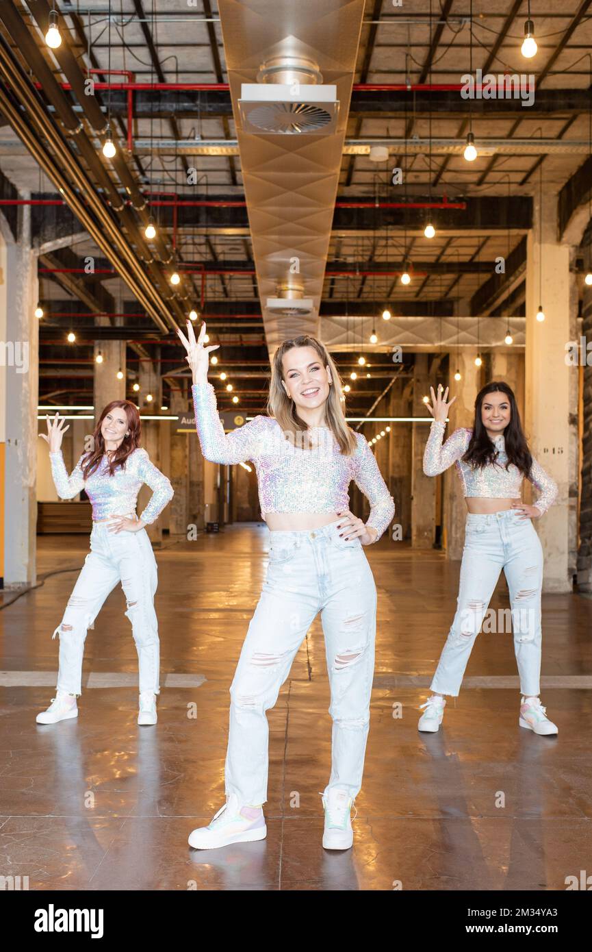 Hanne of K3, Klaasje of K3 and Marthe of K3 pose for the photographer ...