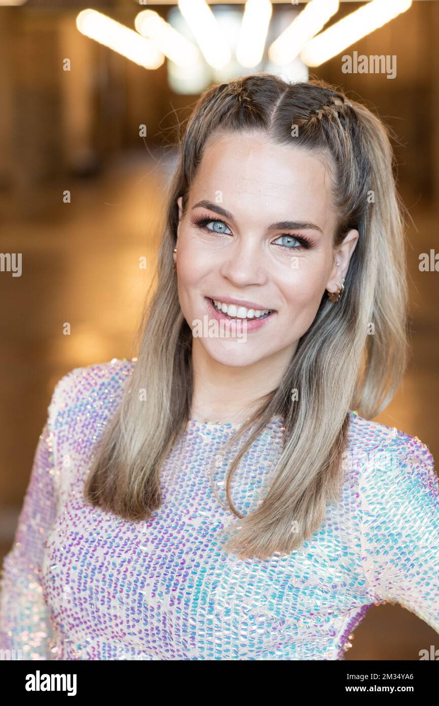 Klaasje Meijer of K3 poses for the photographer during the filming of a ...