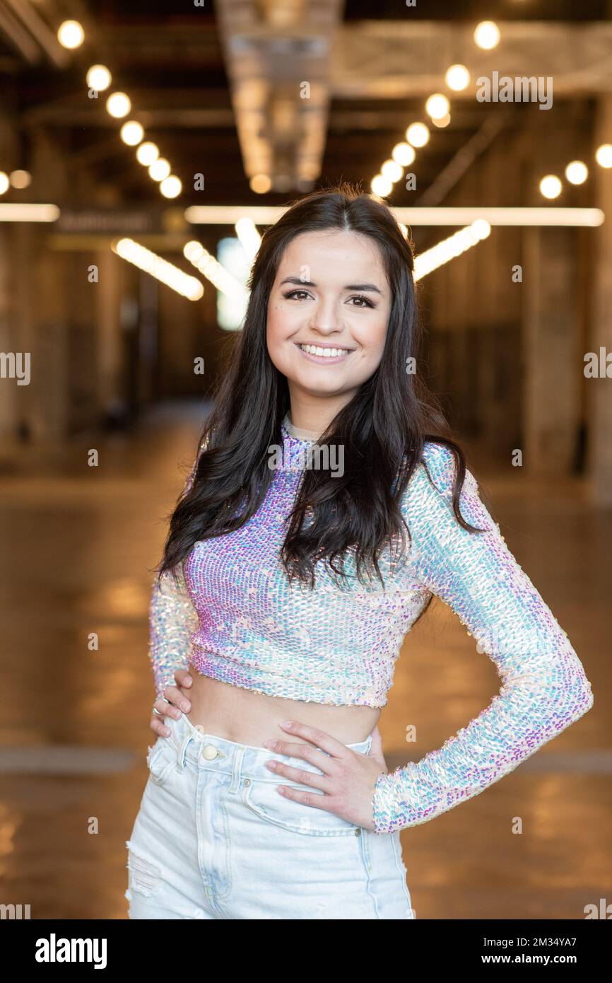 Marthe of K3 pose for the photographer during the filming of a new ...