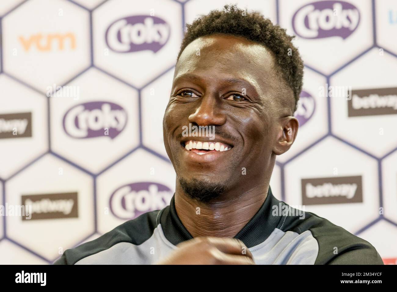 Standard's coach Mbaye Leye pictured during a press conference of ...