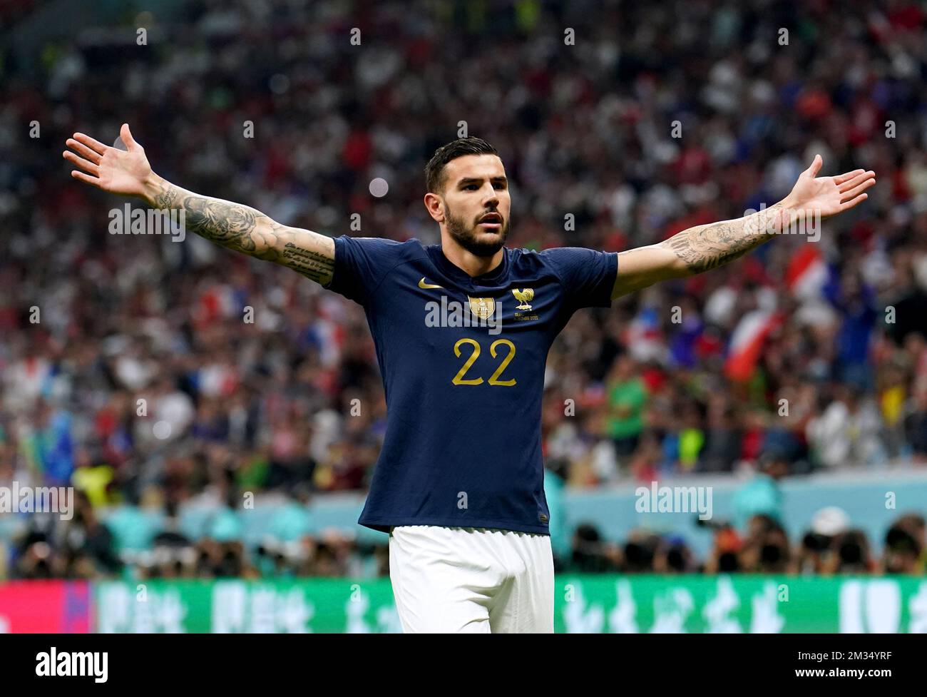 France's Theo Hernandez celebrates scoring their side's first goal of ...