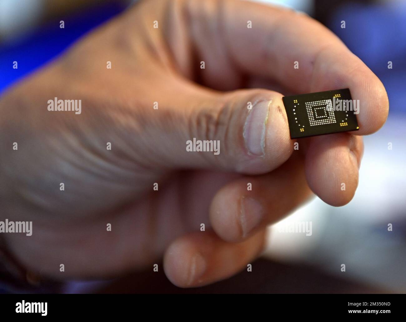 Illustration picture shows a 1TB Memory chips during a visit to the ...