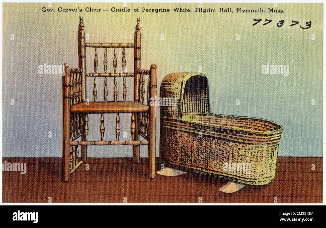 Gov. Carver's Chair -- Cradle of Peregrine White, Pilgrim Hall ...