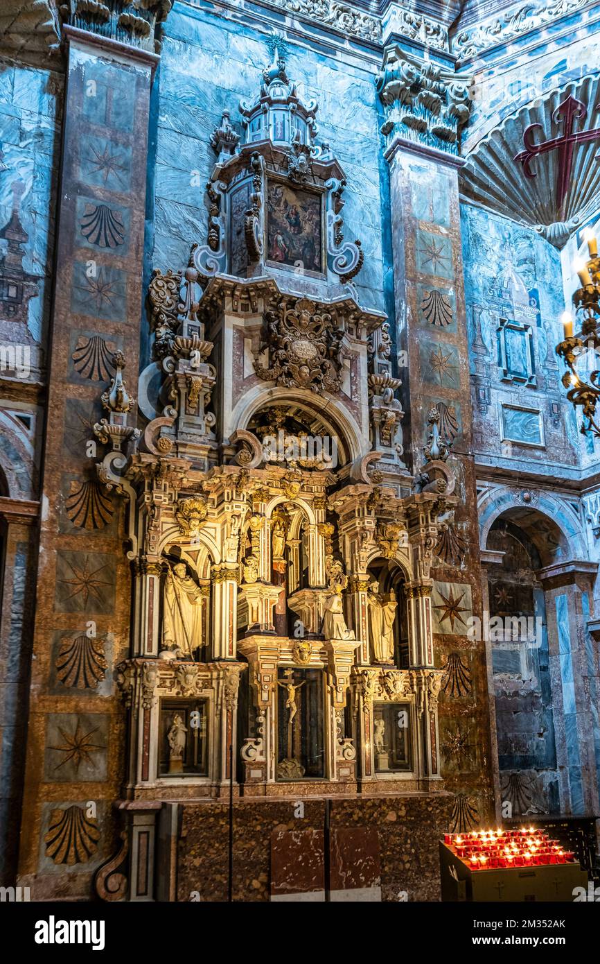 interior of the cathedral of Santiago de Compostela, Galicia in Spain ...