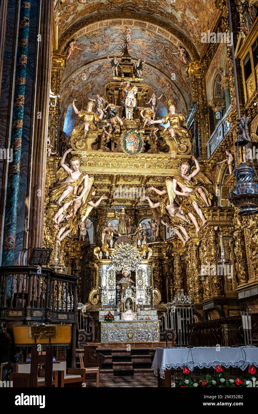 interior of the cathedral of Santiago de Compostela, Galicia in Spain ...
