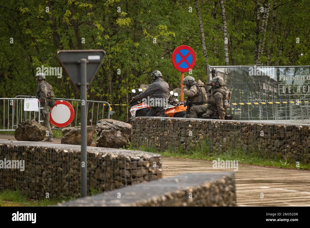 Illustration picture shows special forces on motorbikes at the forest ...