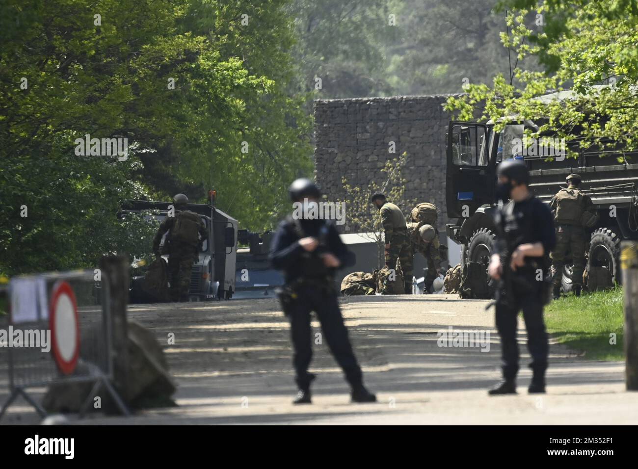Illustration picture shows heavily armed police and soldiers preparing ...