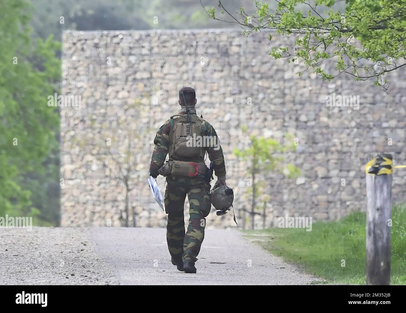 Illustration picture shows a soldier at Nationaal Park Hoge Kempen in ...