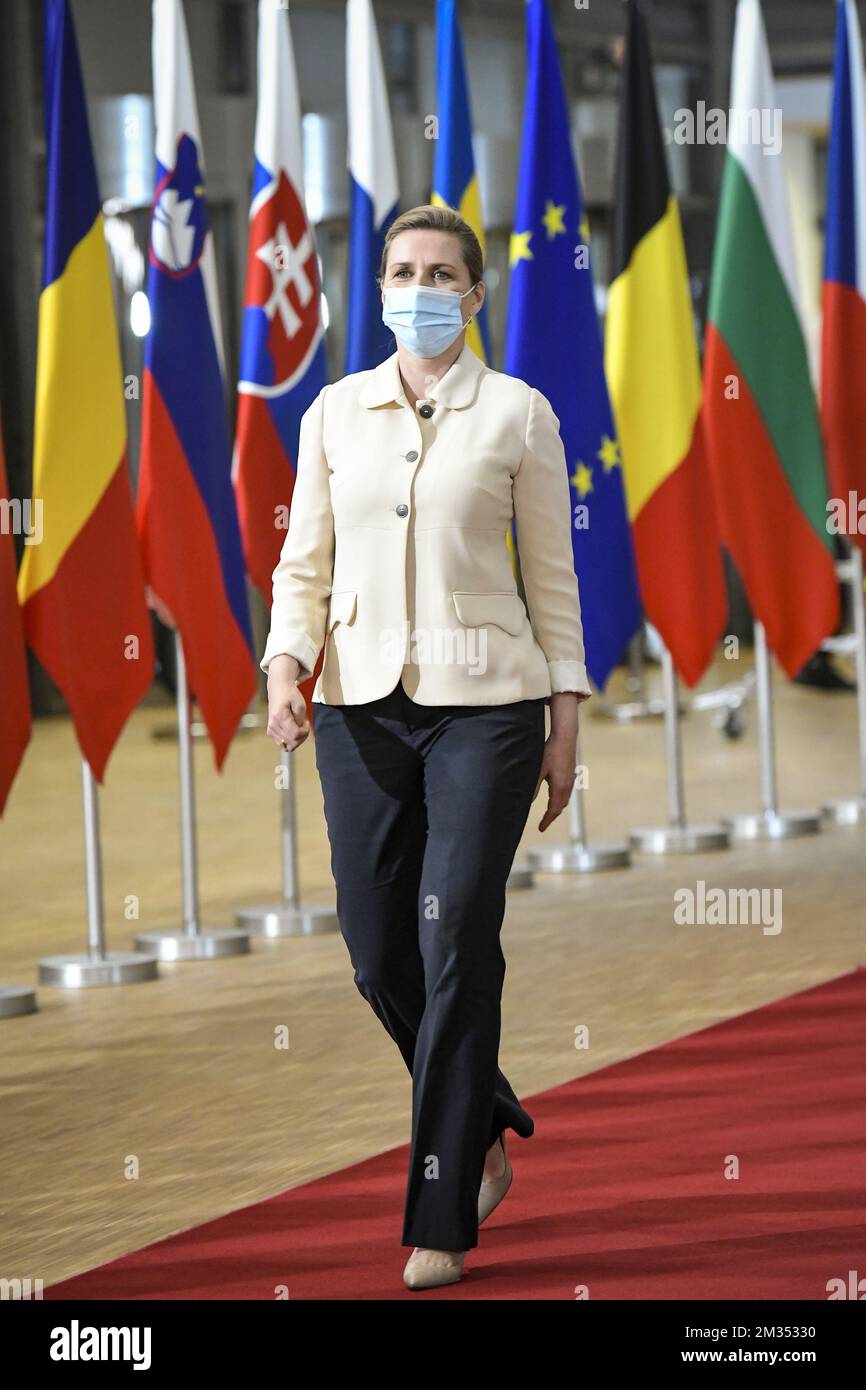 Denmark Prime Minister Mette Frederiksen pictured as she arrives on the ...