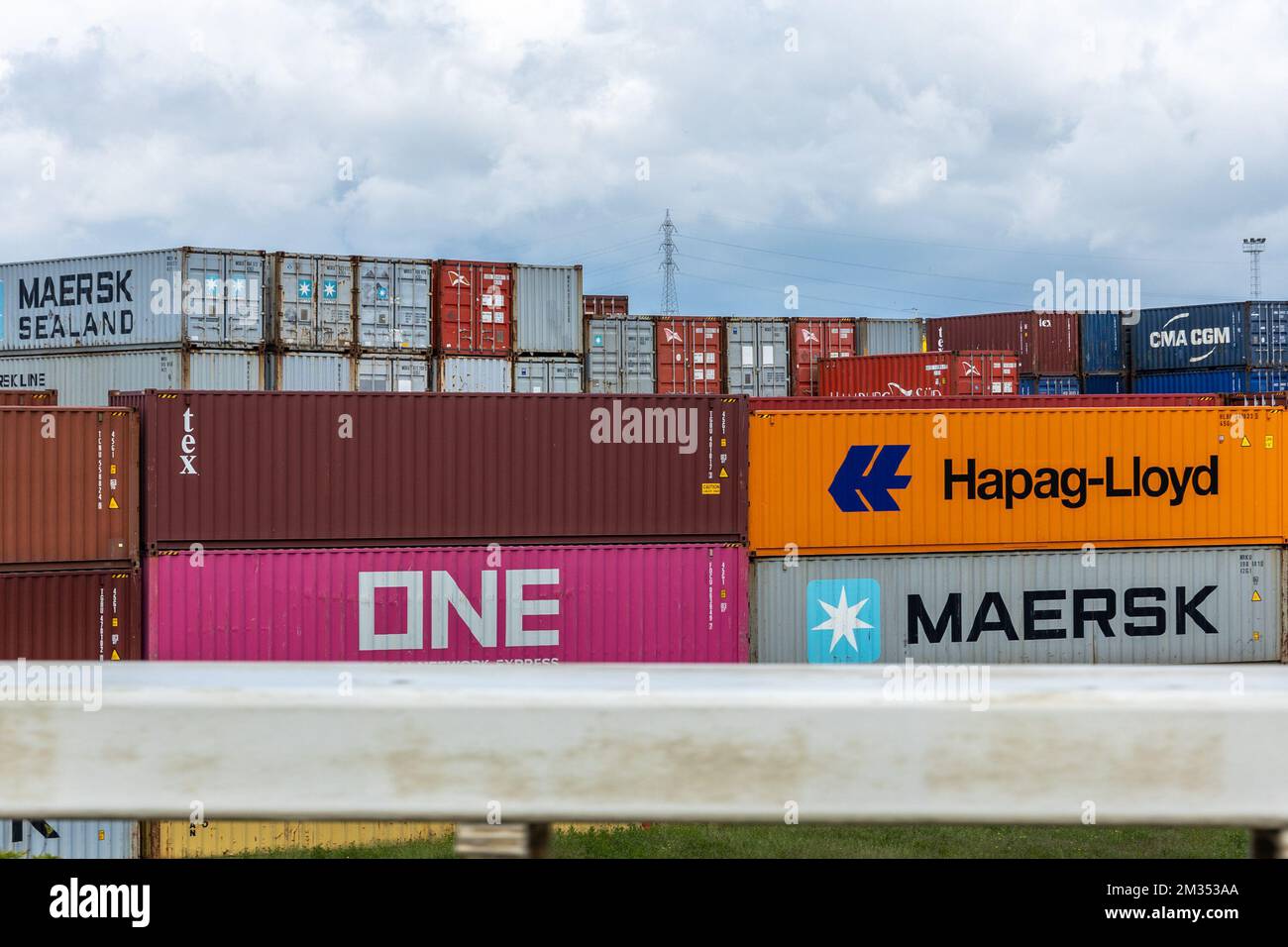 Illustration shows containers at the Athus transport terminal in marge ...