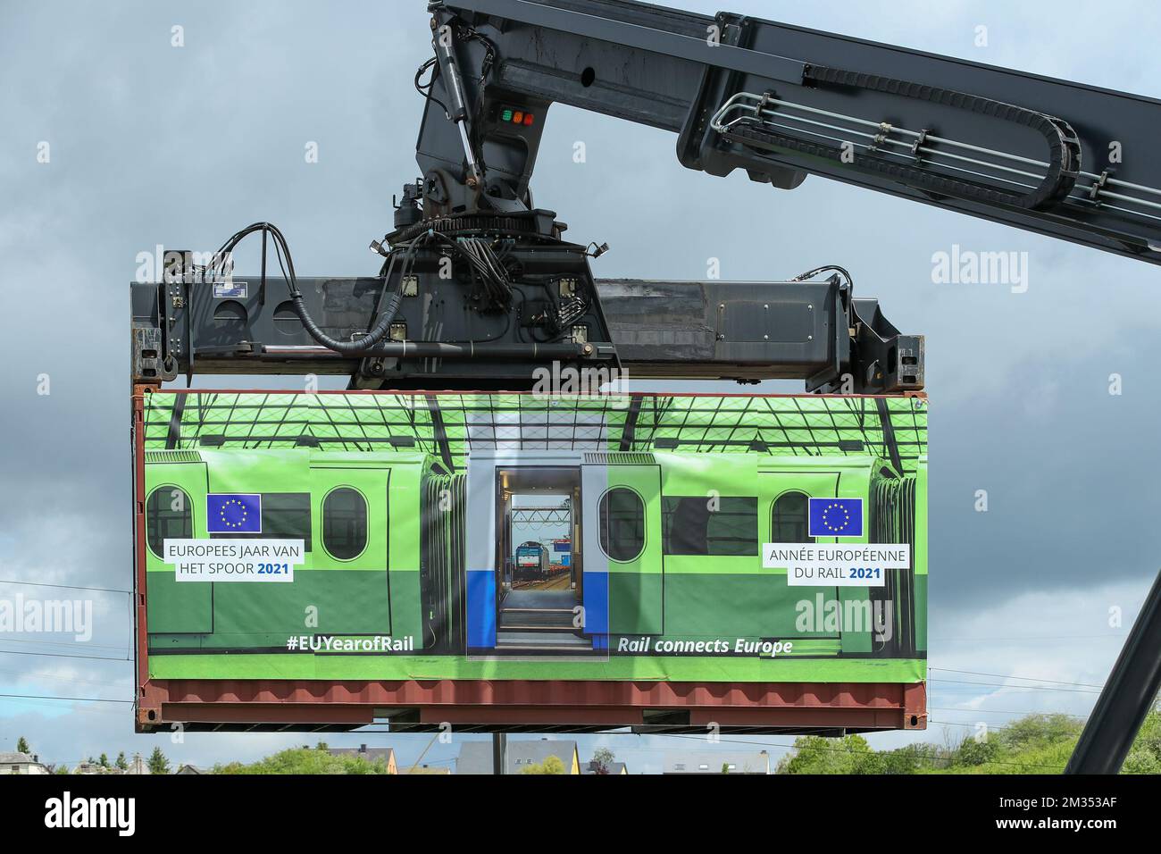 Illustration shows containers at the Athus transport terminal in marge ...