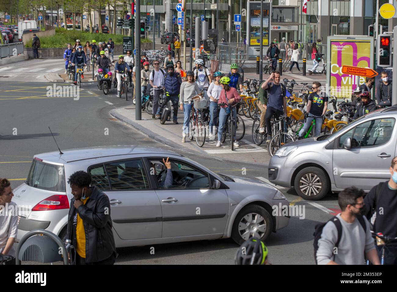 Illustration picture shows a protest action of the Critical Mass ...