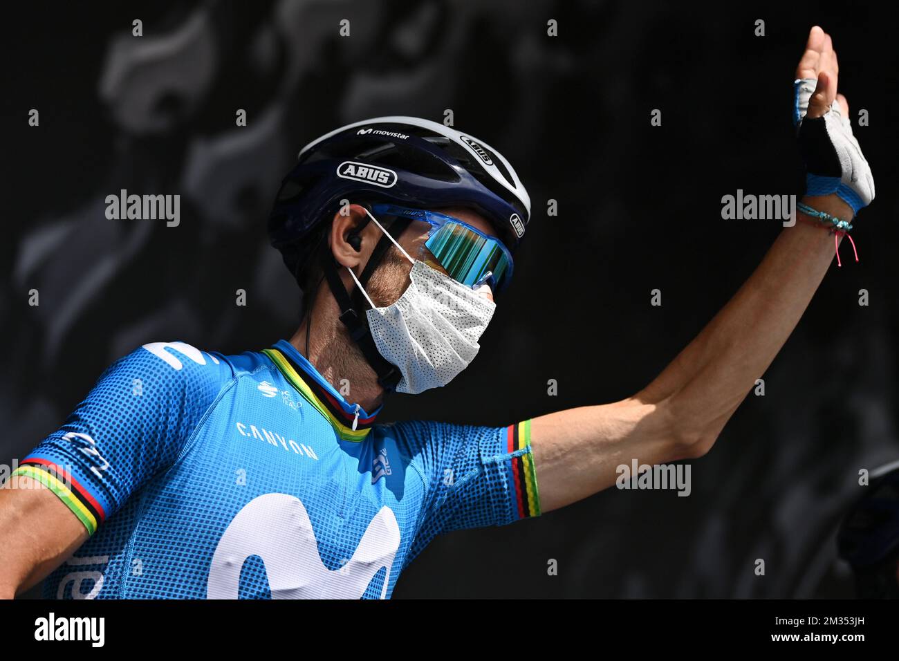 Spanish Alejandro Valverde of Movistar Team at the start of the first ...