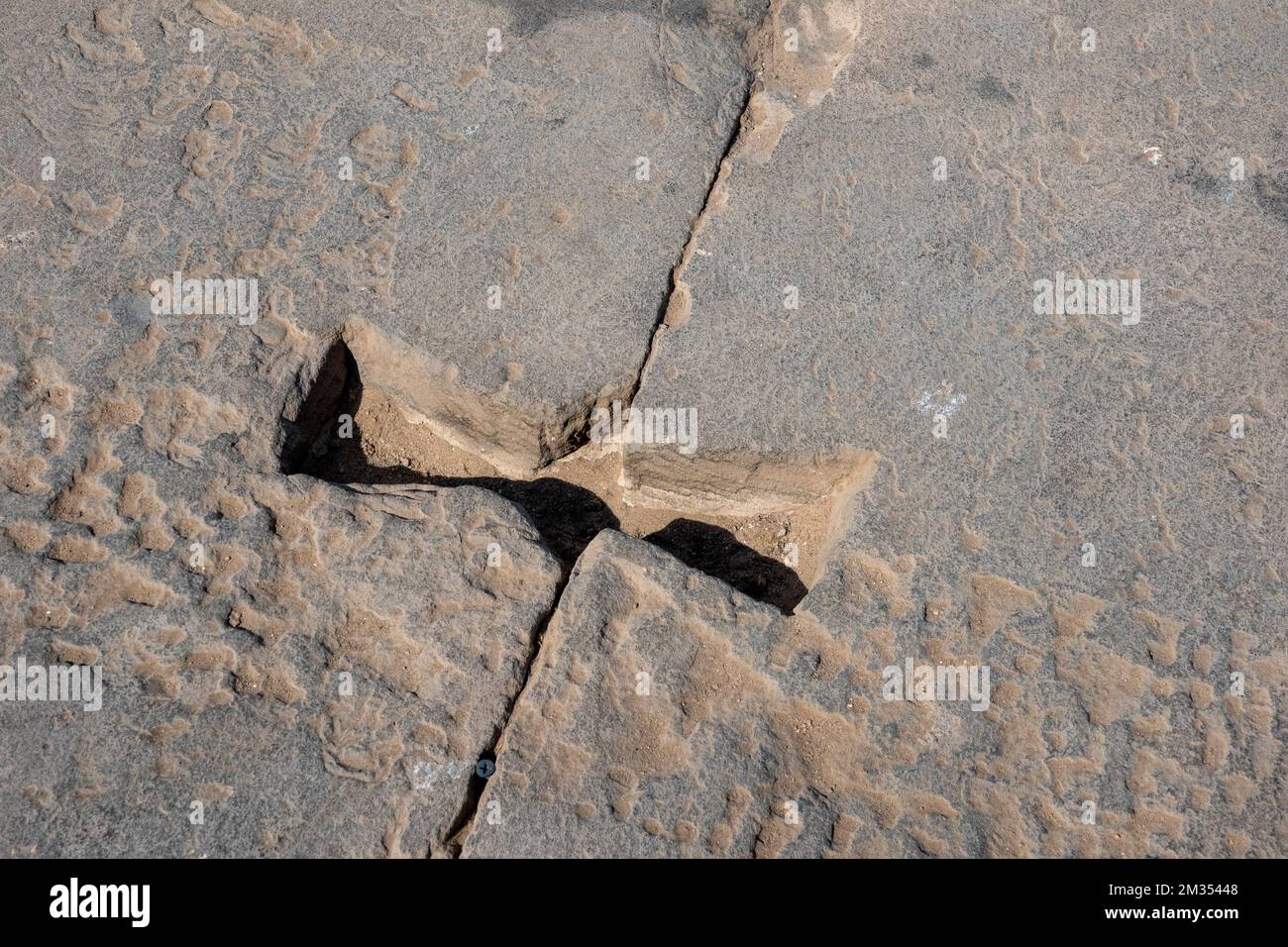 A dovetail stone block link at the Temple of Haroeris and Sobek at Kom ...