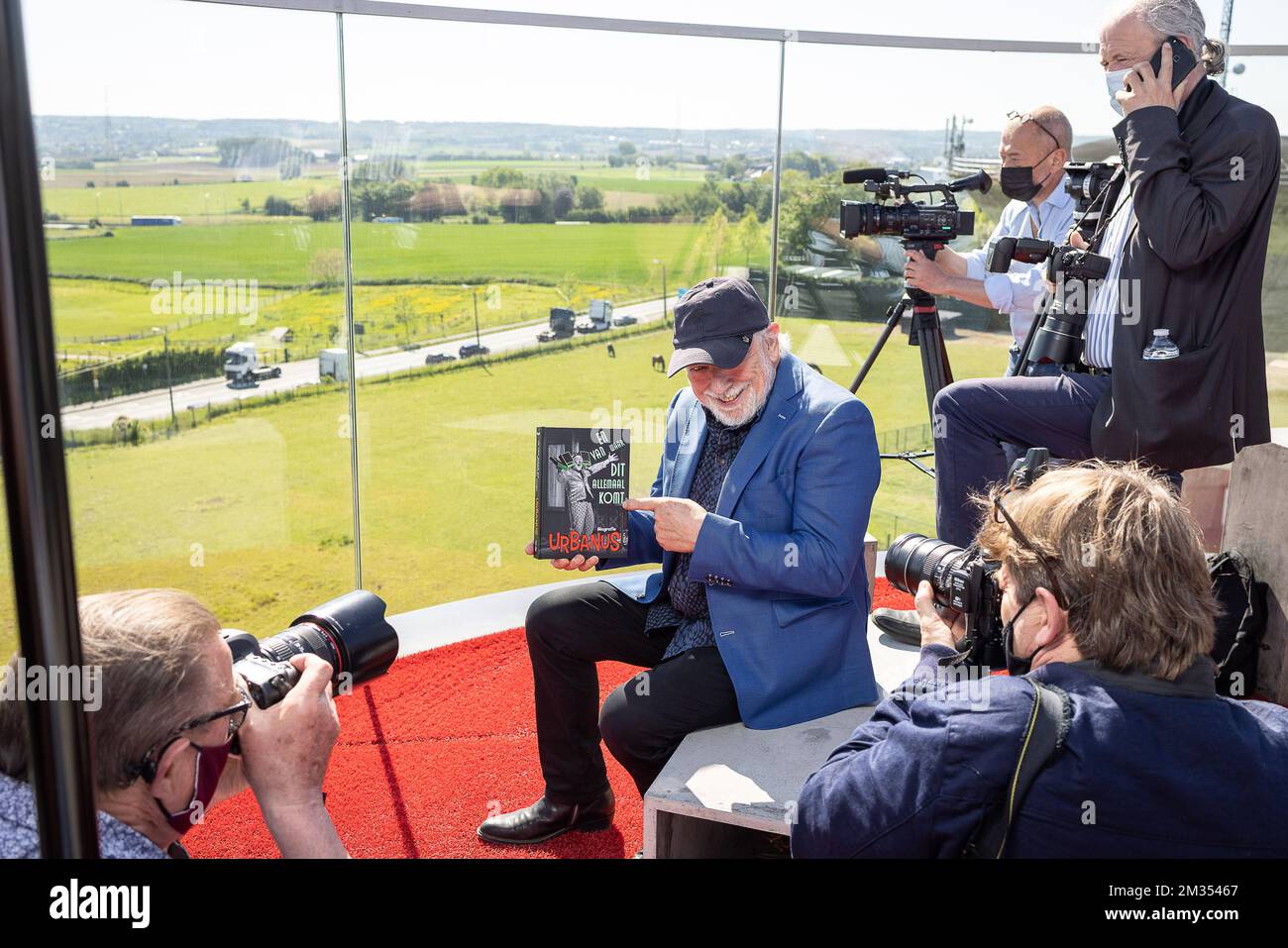 Belgian comedian Urbanus aka Urbain Servranckx poses with a copy of the ...