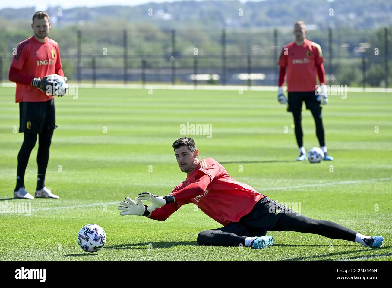 Belgium's goalkeeper Simon Mignolet and Belgium's goalkeeper Thibaut ...