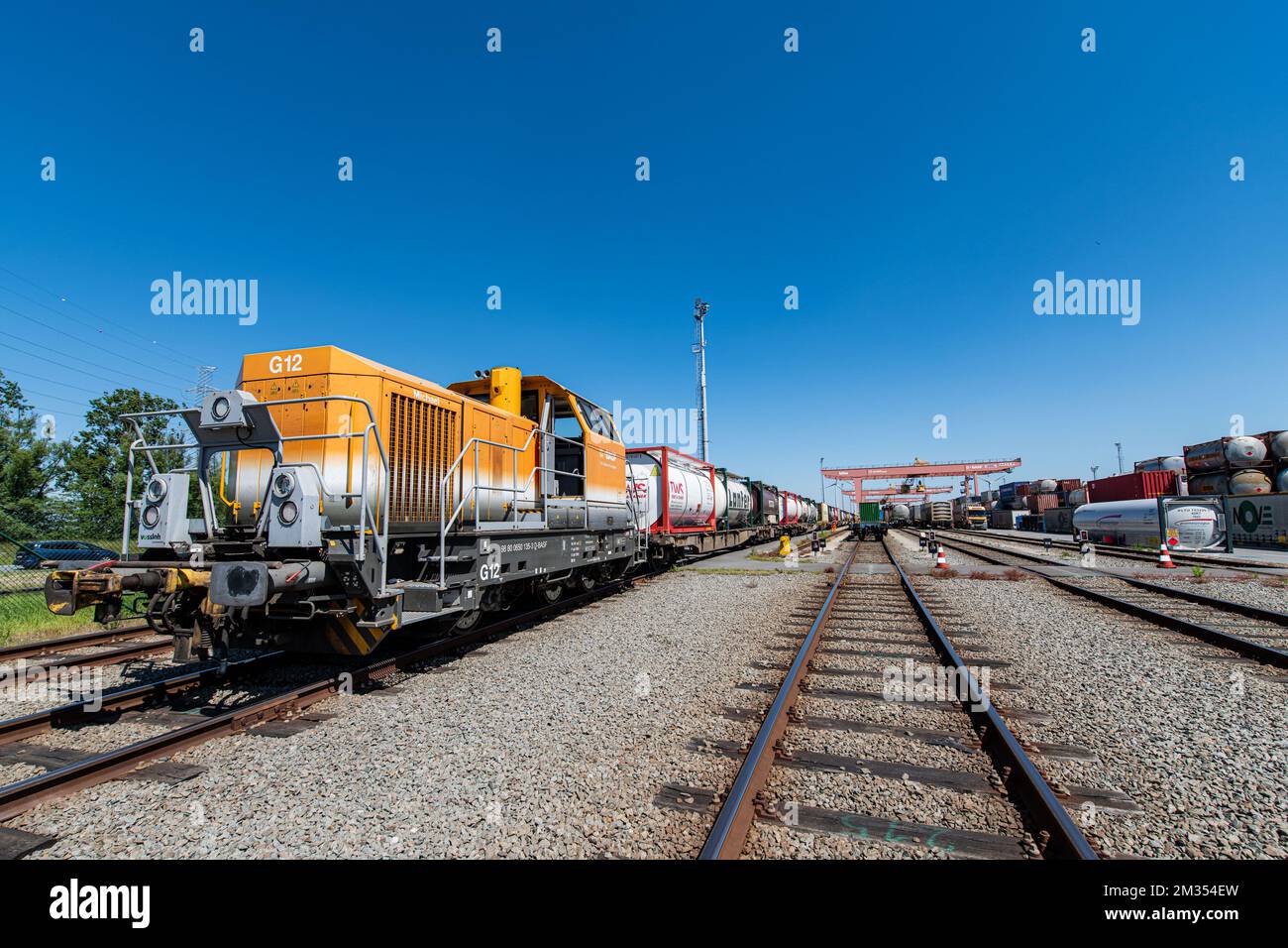 Illustration shows a BASF operated locomotive at Combinant (Combined ...