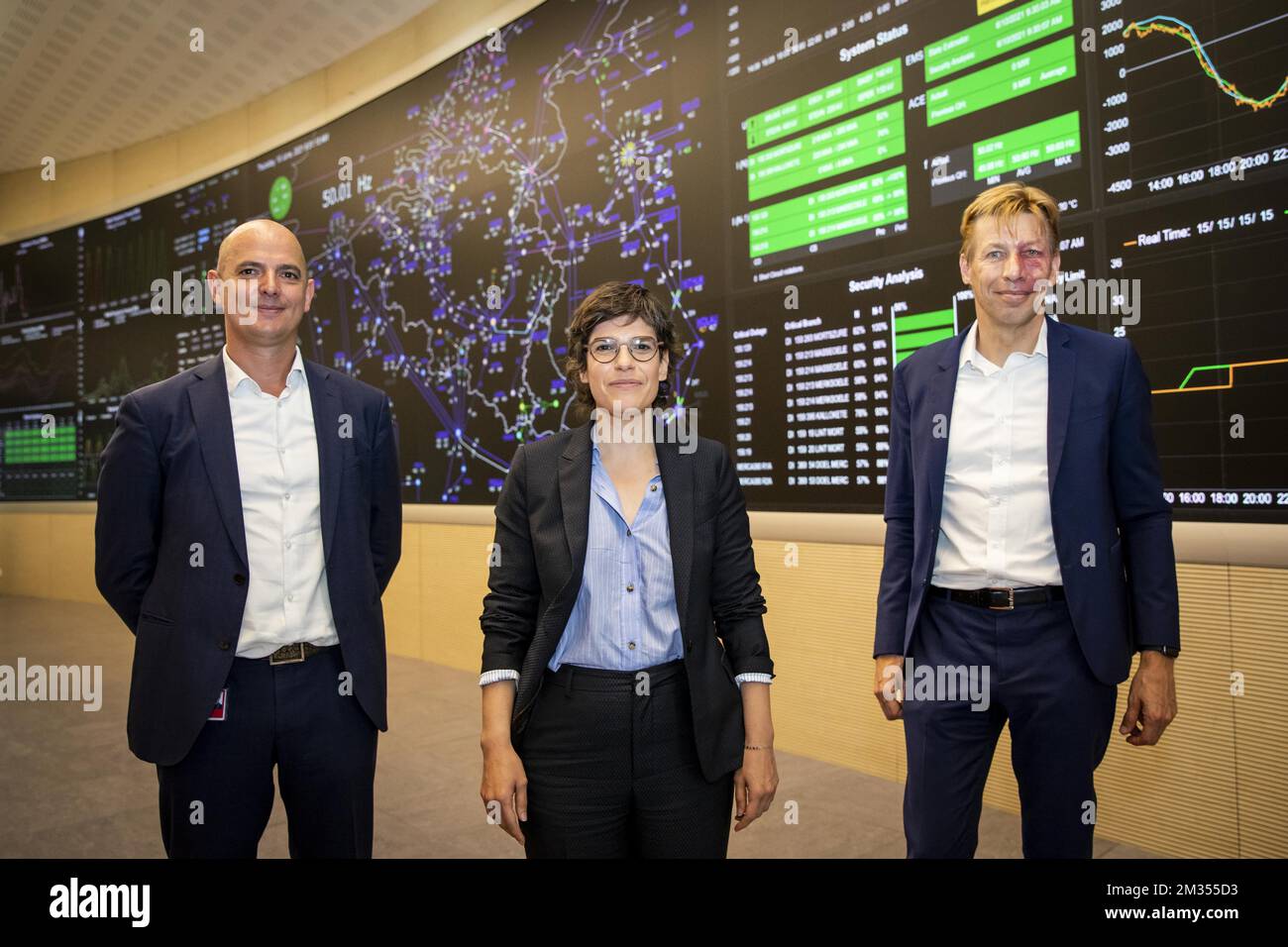 Elia Head of NCC Filip Carton, Energy minister Tinne Van der Straeten ...