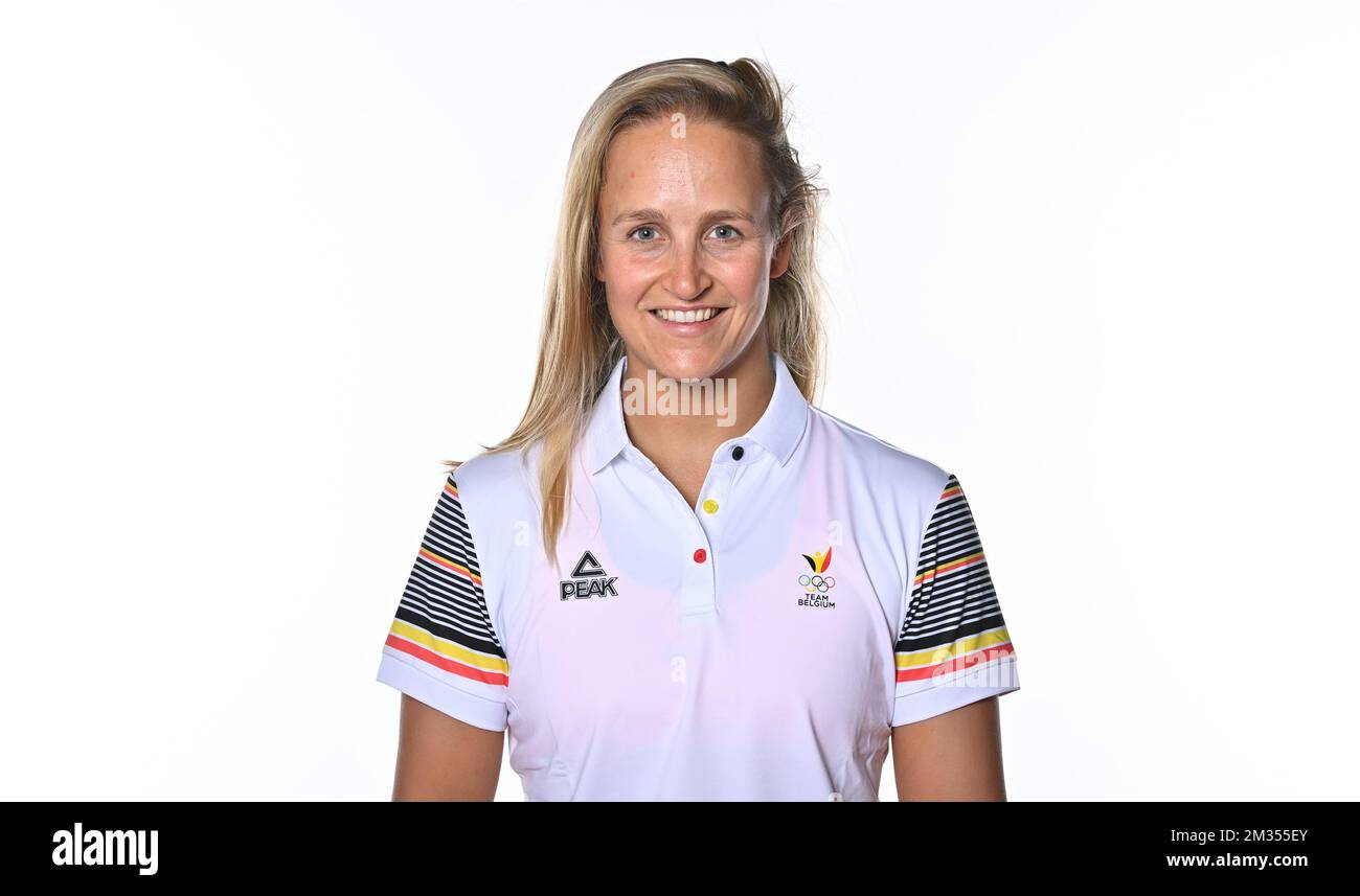 Belgian sailor Emma Plasschaert poses during a photoshoot for the ...