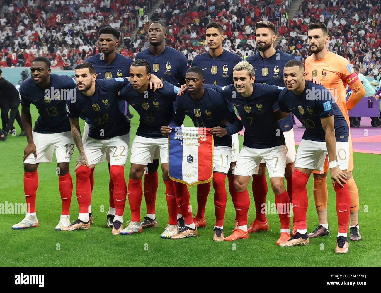 Al Khor, Qatar. 14th Dec, 2022. Starting players of France line up ...