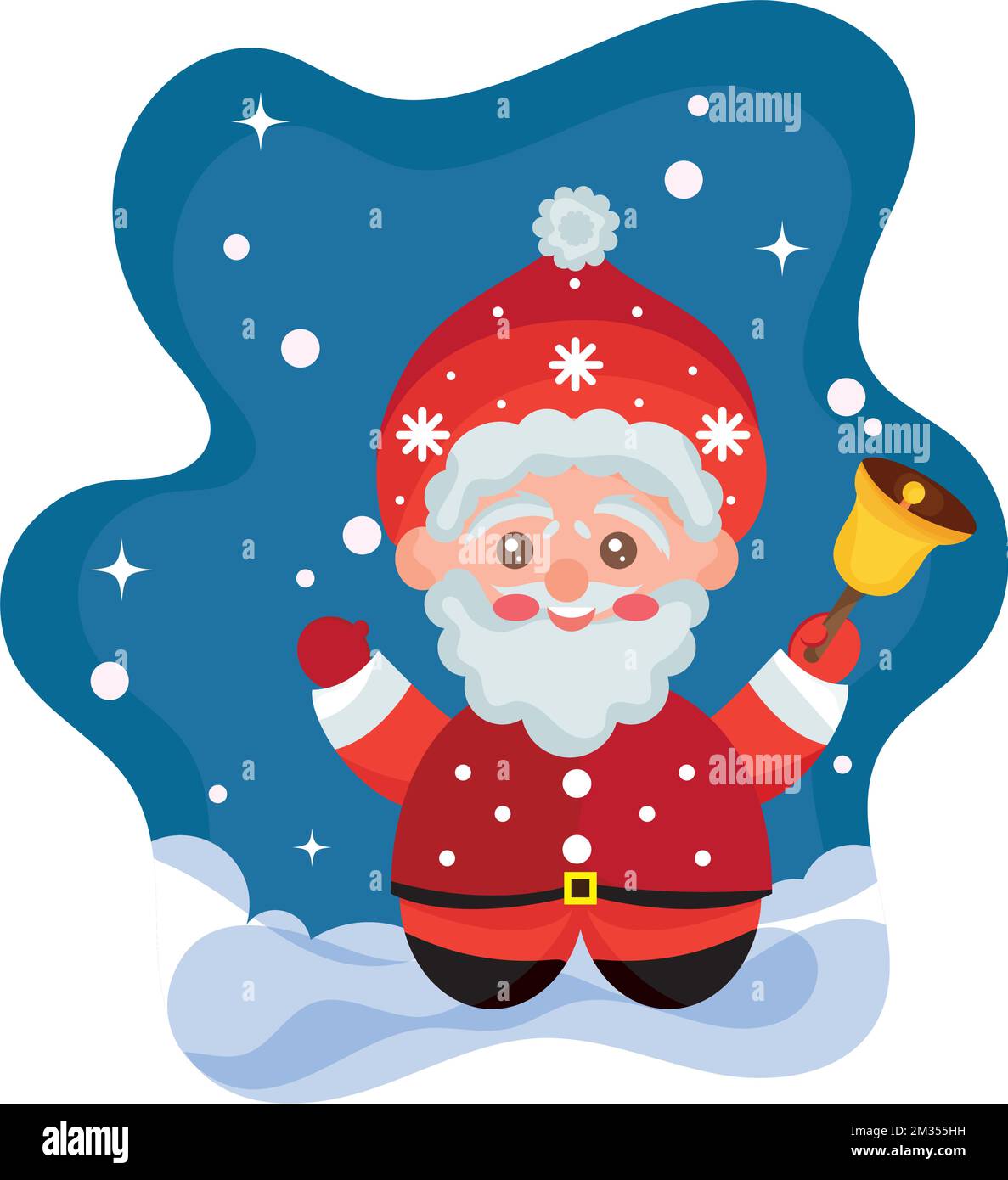 Isolated happy santa claus cartoon character on winter background ...