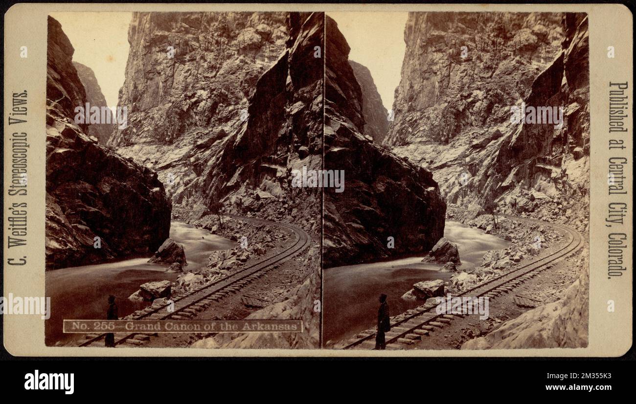 Grand Canon of the Arkansas , Mountains, Cliffs, Railroad tracks ...