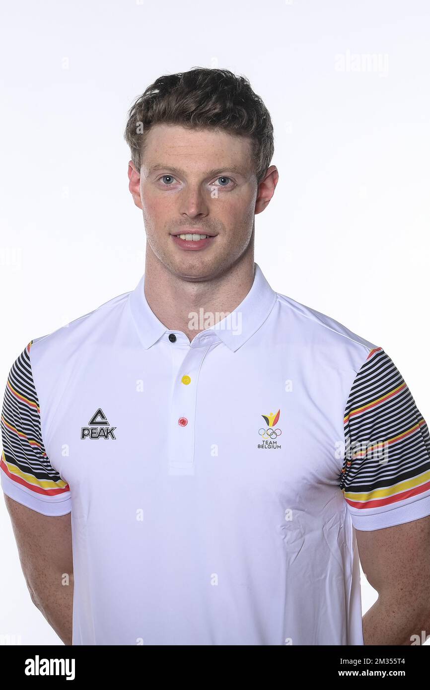 Belgian swimmer Louis Croenen poses for the photographer during a ...
