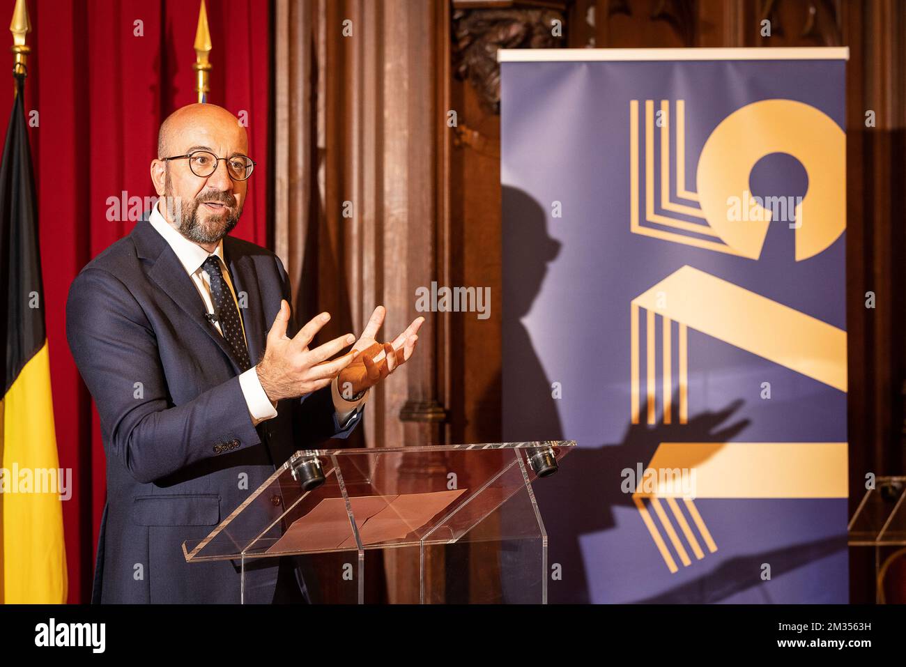 European Council President Charles Michel pictured at the celebration ...