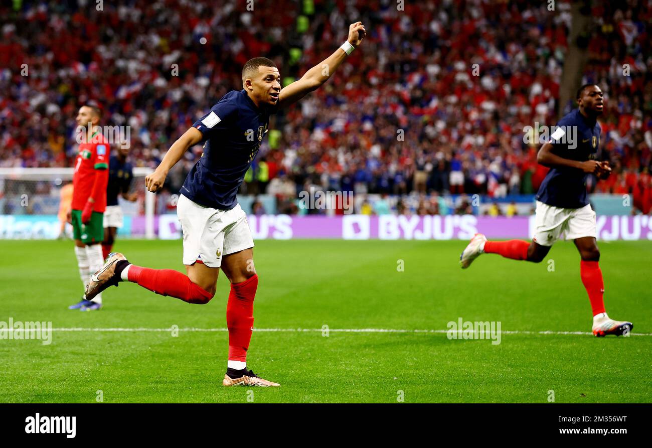 Al Khor, Qatar. 14th Dec, 2022. Kylan Mbappe of France turns to ...