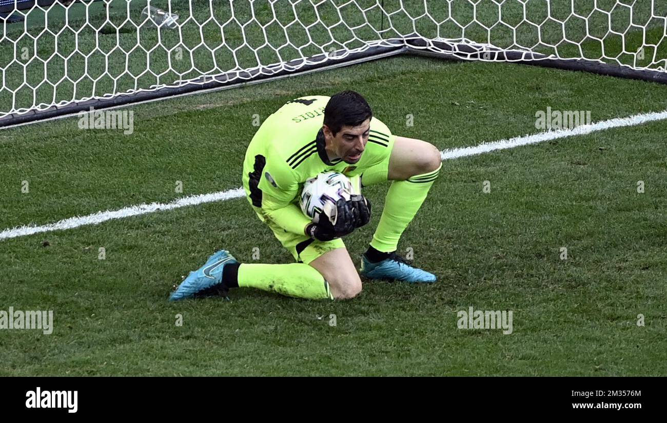 Belgium's goalkeeper Thibaut Courtois pictured in action during a ...
