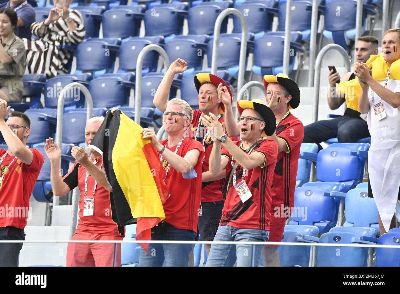 Red Devils' supporters pictured ahead of a soccer game between Finland ...