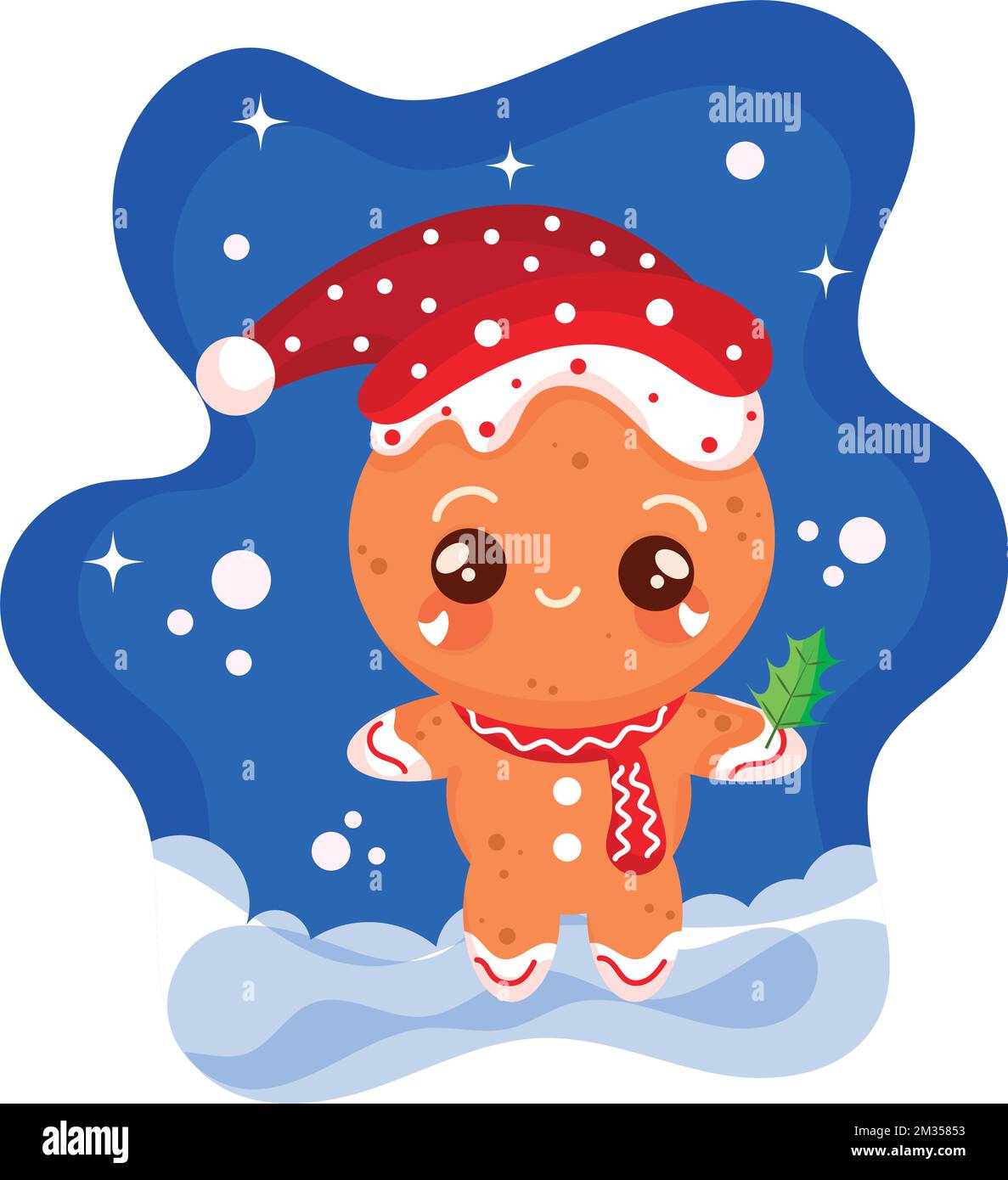 Isolated happy gingerbread cookie cartoon character on winter ...