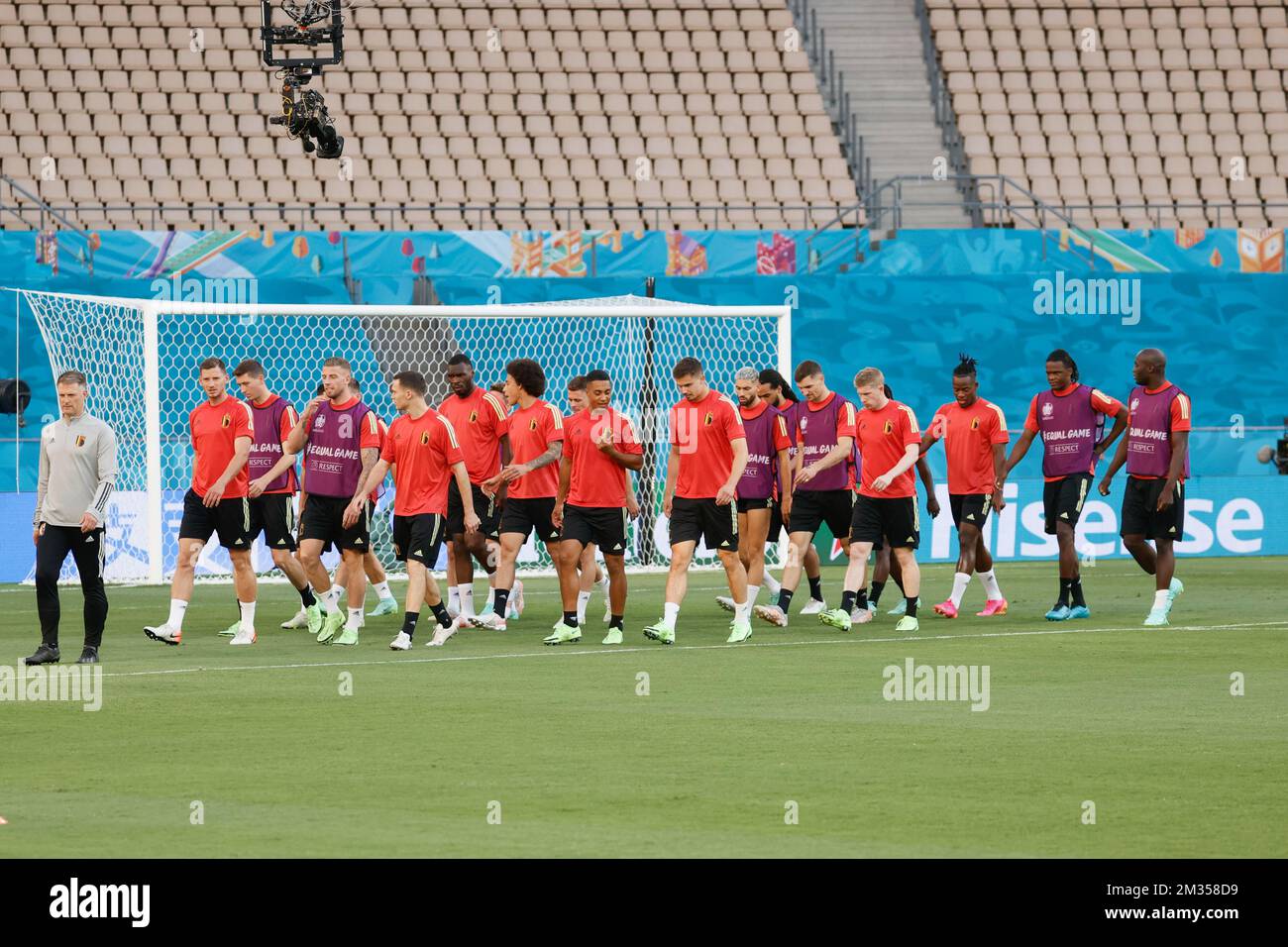 Belgium's players pictured during a training session of the Belgian ...