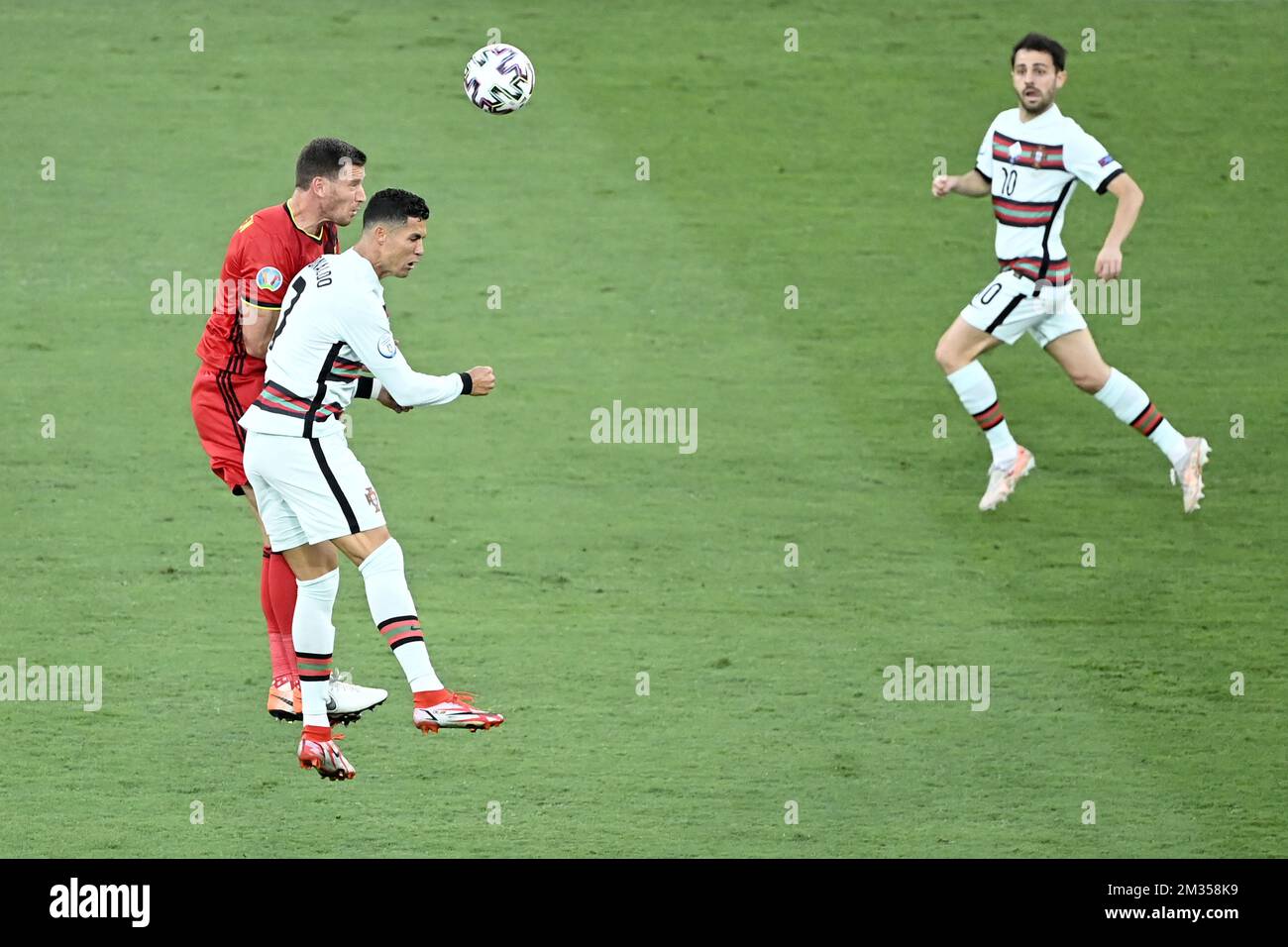 Belgium's Jan Vertonghen and Portugal's Cristiano Ronaldo fight for the ...