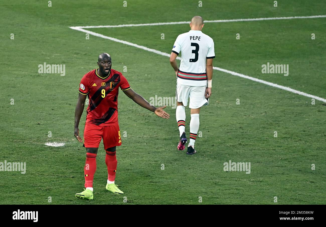 Belgium's Romelu Lukaku gestures during the round of 16 game of the ...