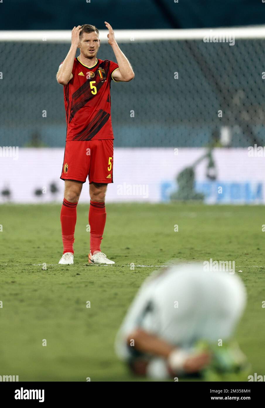 Belgium's Jan Vertonghen reacts during the round of 16 game of the Euro ...