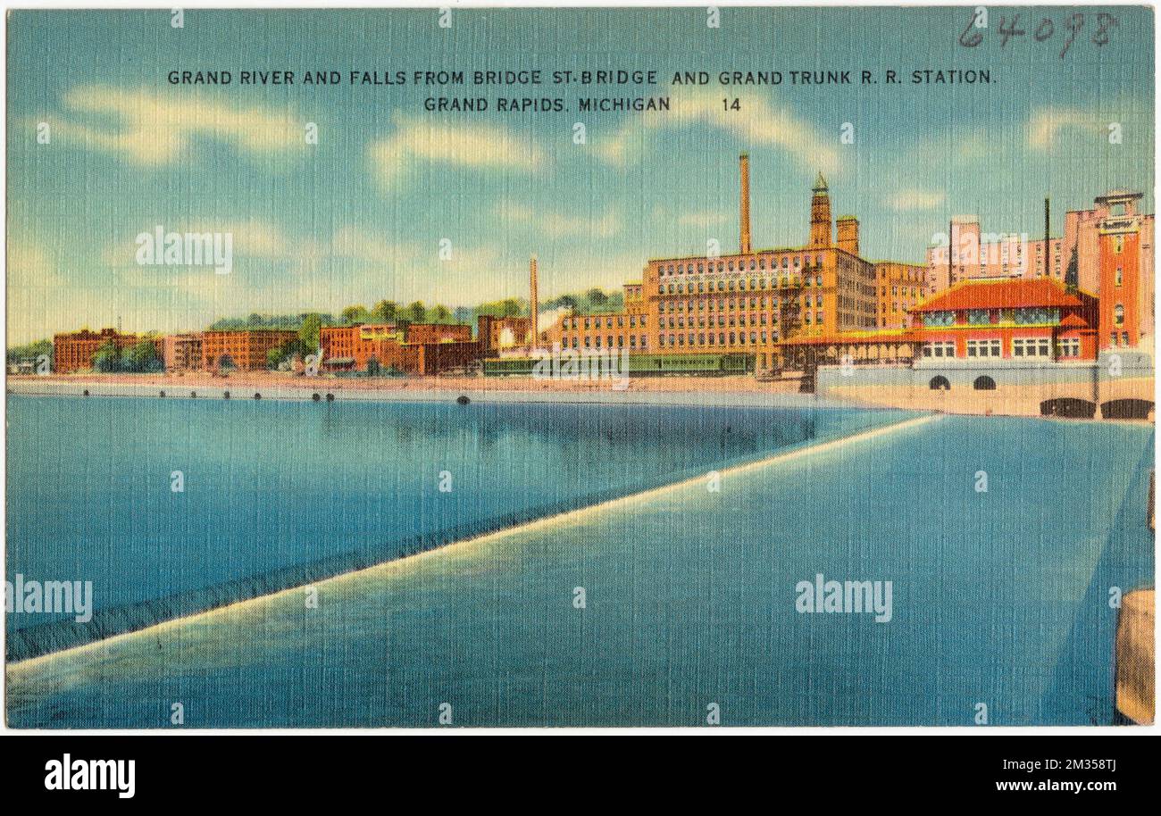 Grand River and Falls from Bridge St., Bridge and Grand Trunk R. R ...