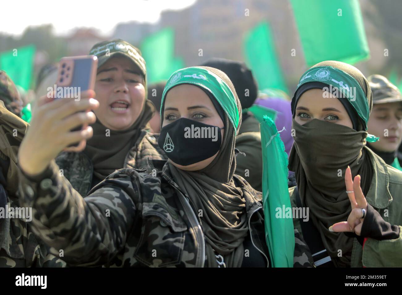 December 14, 2022, Gaza City, The Gaza Strip, Palestine: Masked female ...