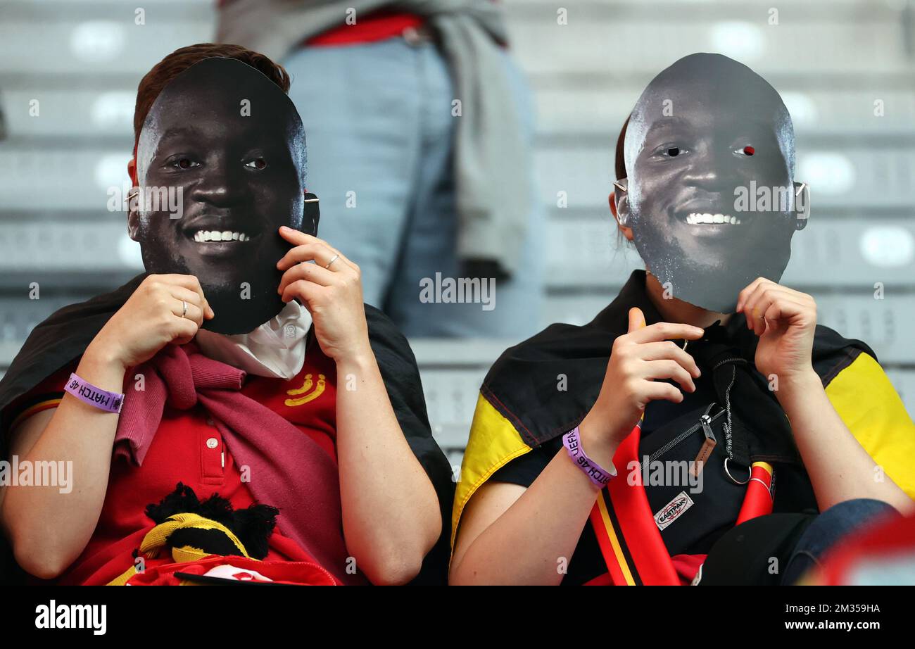Red Devils' supporters pictured ahead of the quarter-finals game of the ...