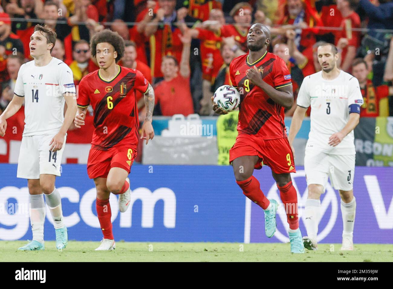Belgium's Romelu Lukaku celebrates after scoring during the quarter ...
