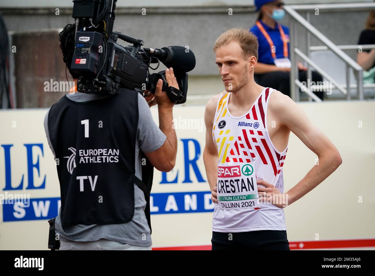 Belgian Eliott Crestan pictured at the men's 800m heats at the European ...