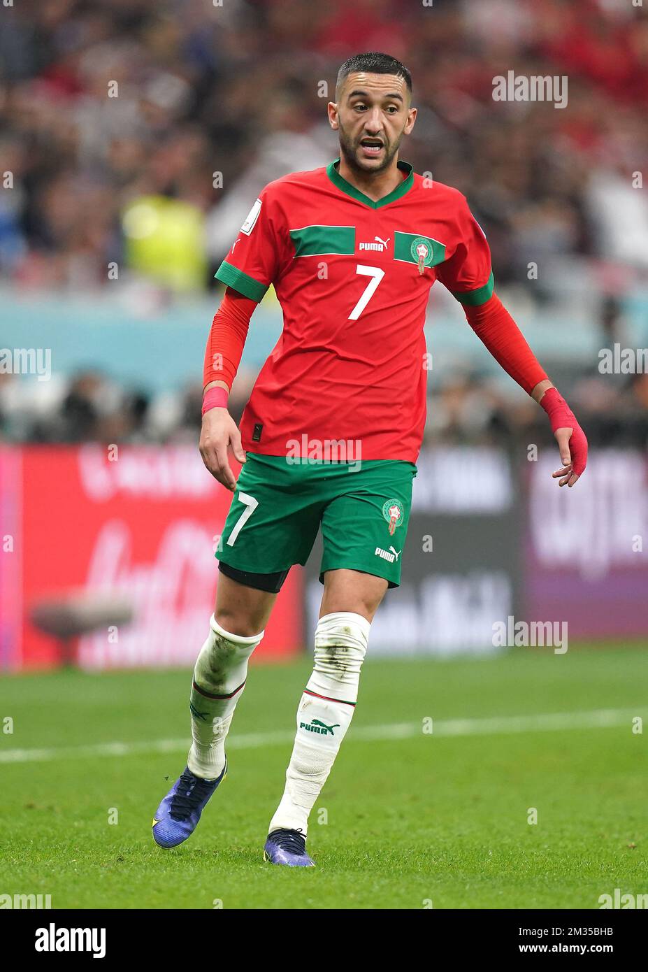 Morocco's Hakim Ziyech in action during the FIFA World Cup Semi-Final ...