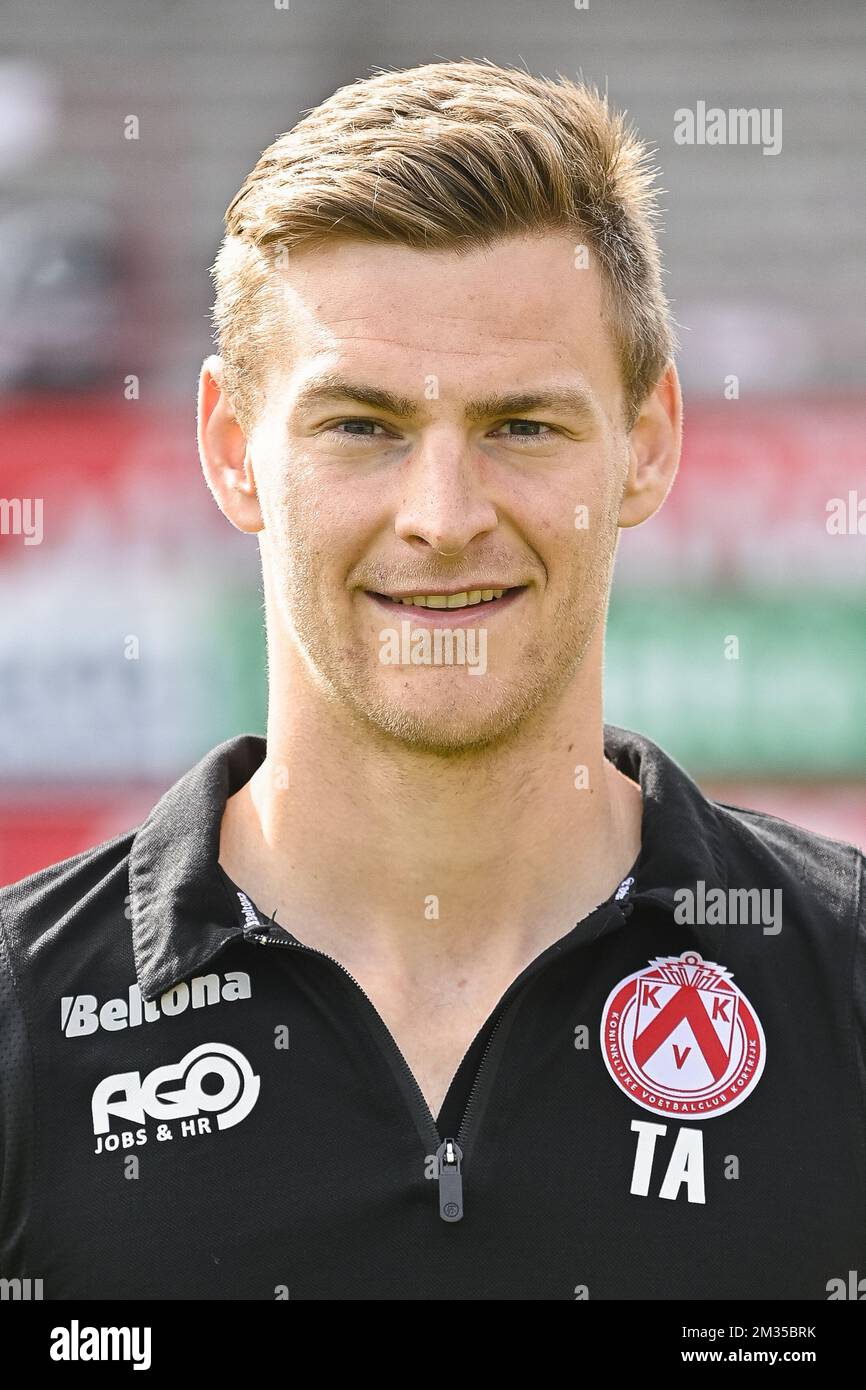 Kortrijk's Thomas Adams poses for a team picture, at the 2021-2022 ...