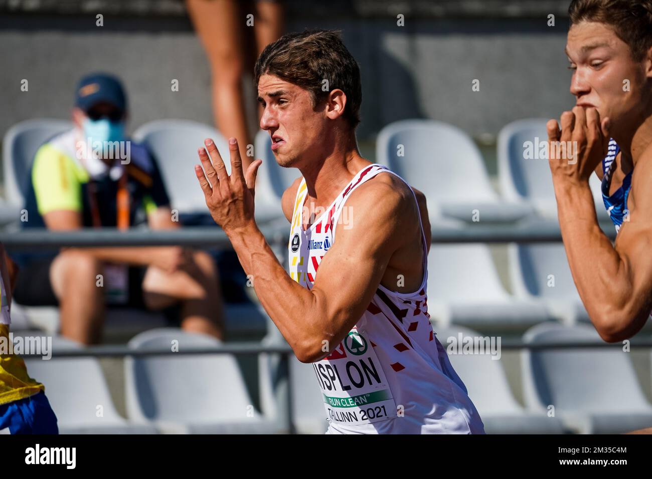 Belgian athlete Jef Misplon pictured in action during the 100m hurdles ...
