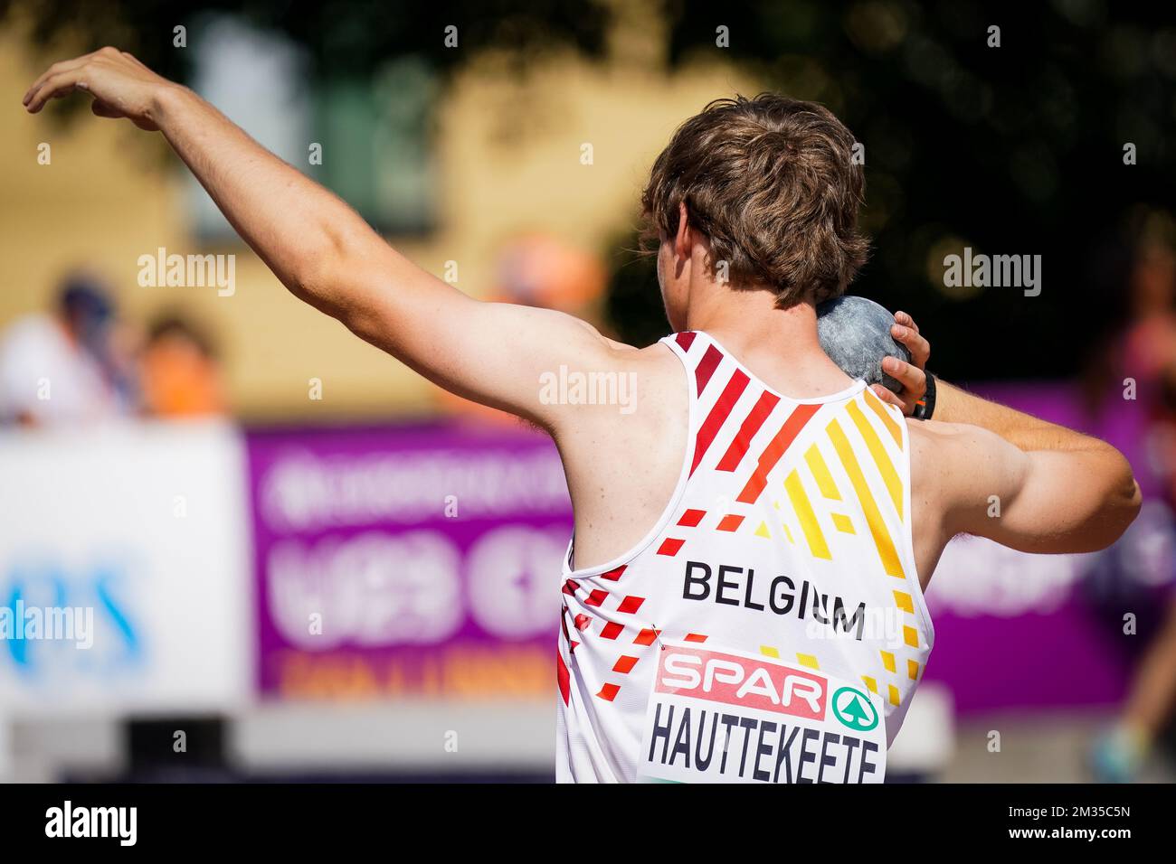 Belgian athlete Jente Hauttekeete pictured in action during the shot ...