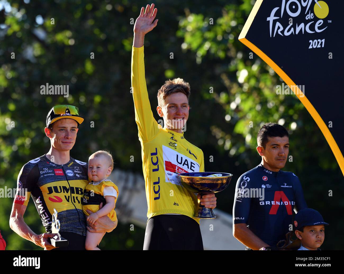 second place Danish Jonas Vinegaard of Team Jumbo-Visma, winner ...